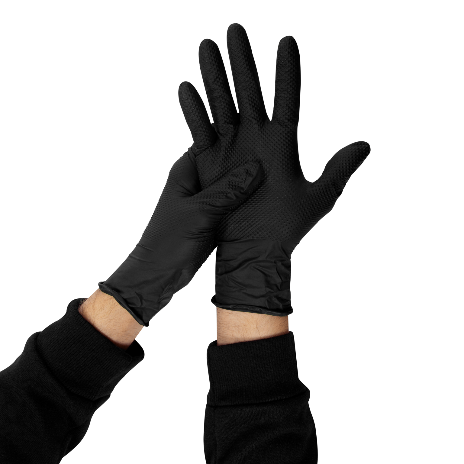Titan Grip Diamond Textured Black Nitrile Gloves (Box of 50) - Green ...